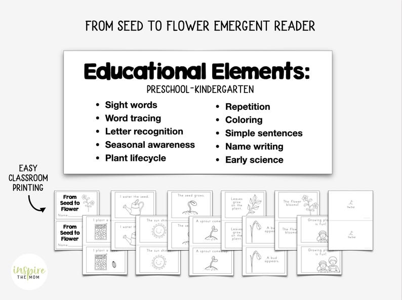 From Seed to Flower Emergent Reader | Plant Lifecycle Activity ...