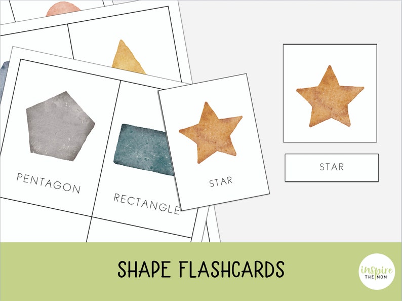 2-D Shape Flashcards, Preschool Shapes, Shapes Flashcards, Montessori ...