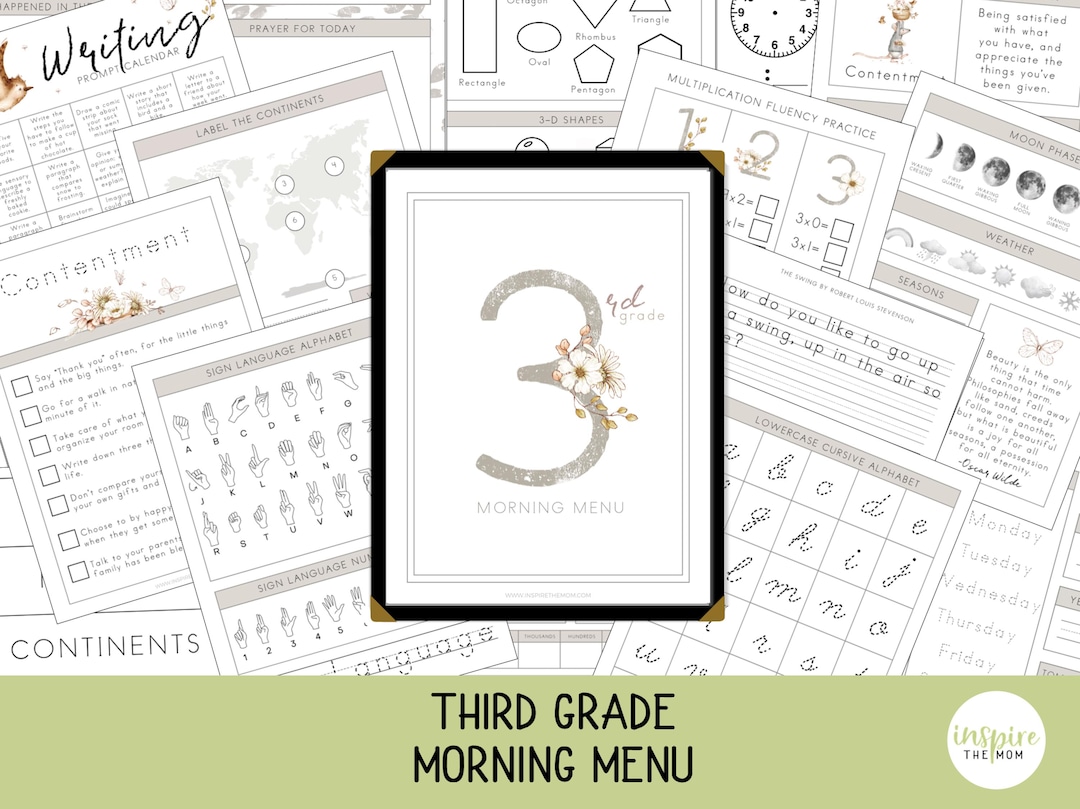 Morning Menu for Third Grade Kids | No Prep Daily Routine | ELA & Math ...