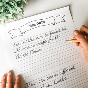 Ocean Animals Cursive Copywork, Ocean Animal Facts, Cursive Handwriting ...