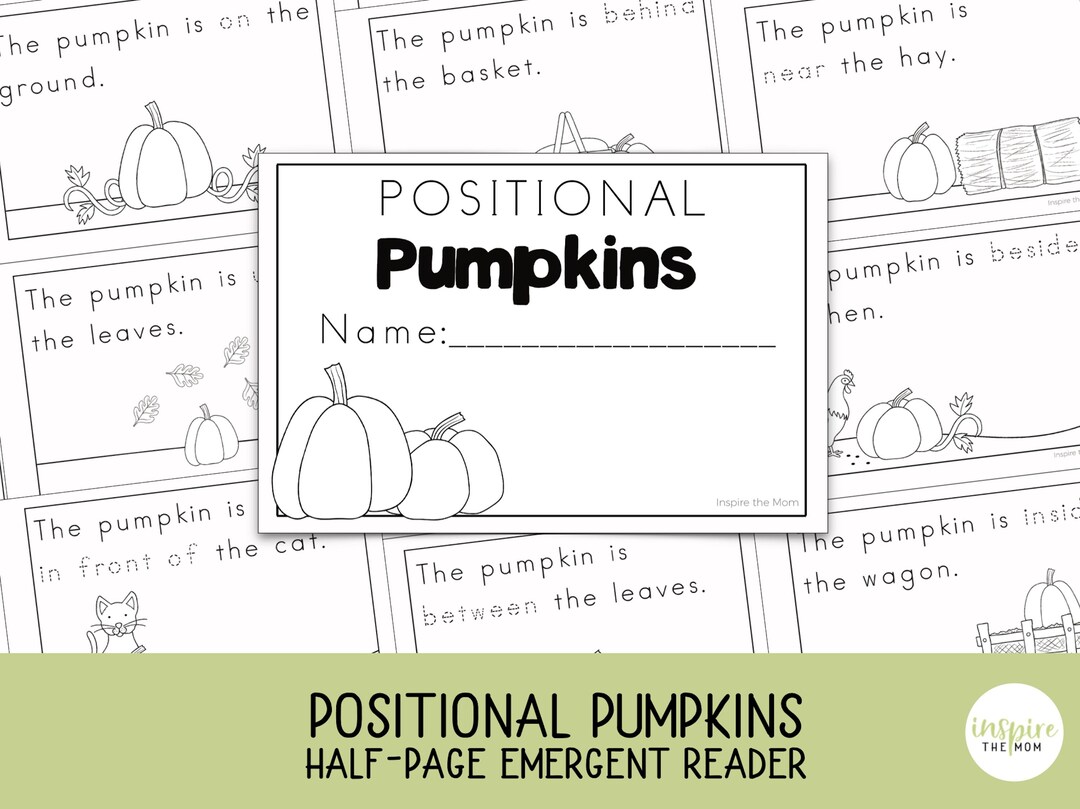 Positional Pumpkins Emergent Reader | Fall Printable Mini Book | Half ...