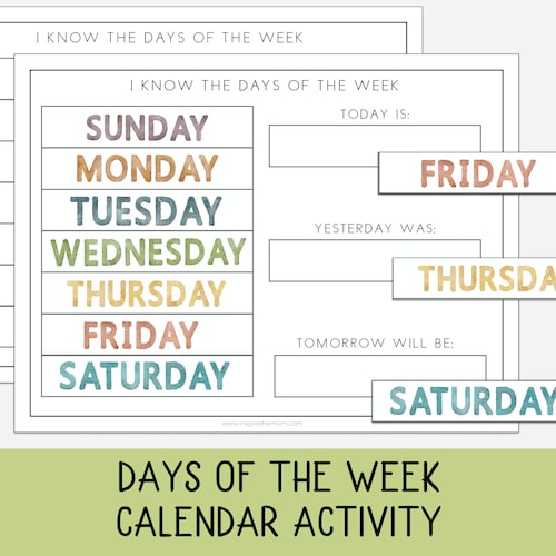 Days of the Week Calendar Activity Ordering Sequencing - Etsy