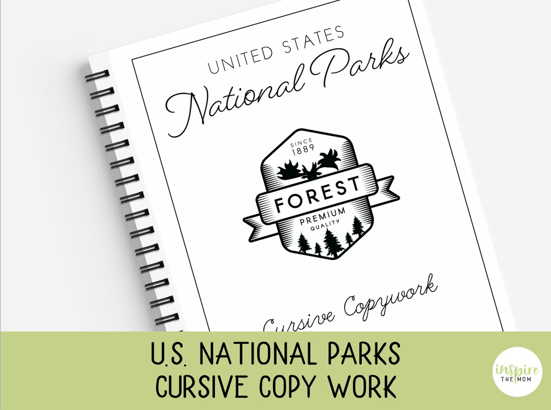 U.S. National Parks, Cursive Copywork, National Park Facts, Cursive ...