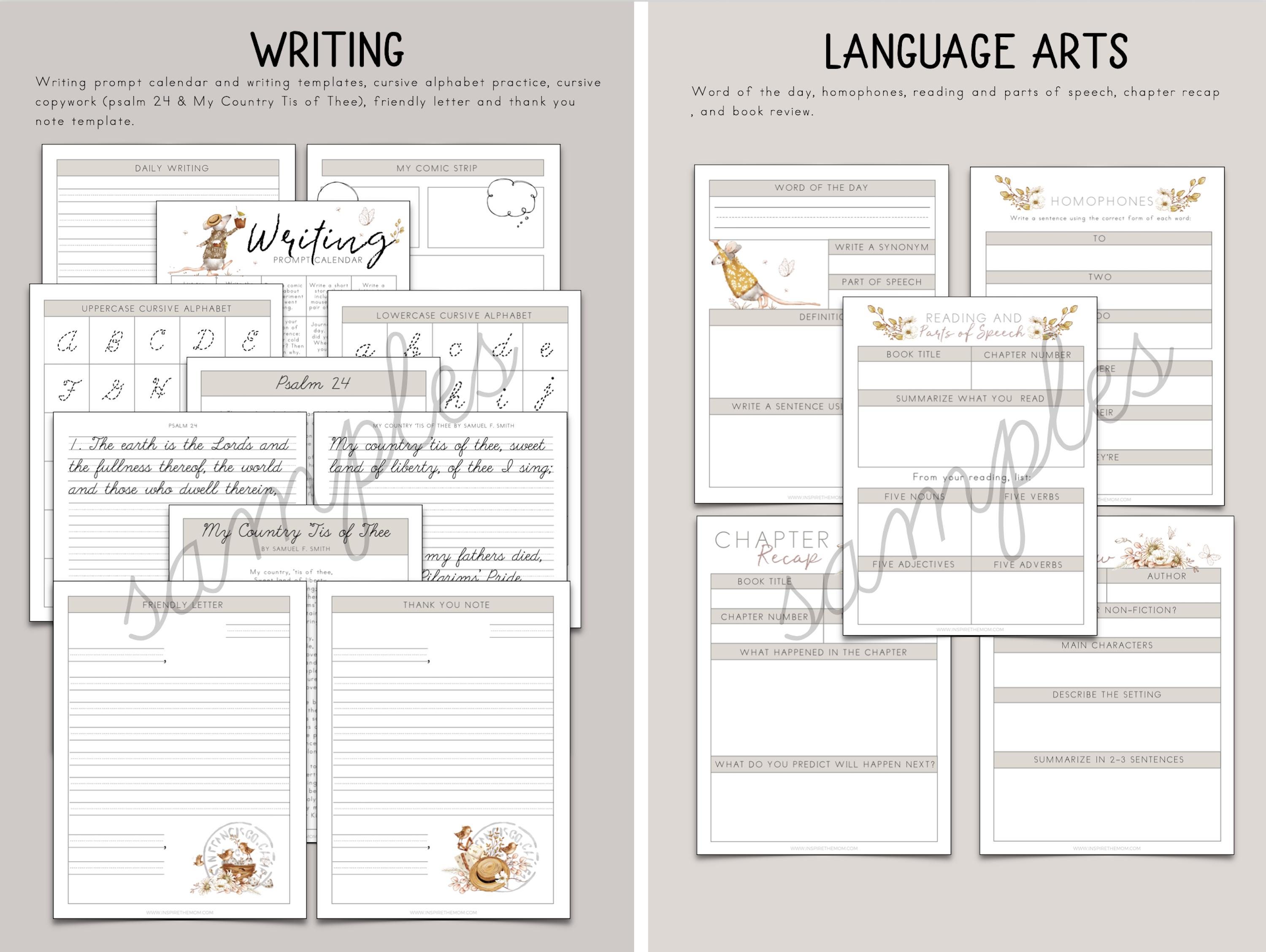 Fourth Grade Morning Menu Pages, Morning Time Basket, Elementary, 4th ...