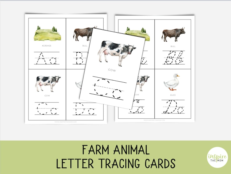 Farm Animal Alphabet Tracing Cards Handwriting Activity Farm - Etsy