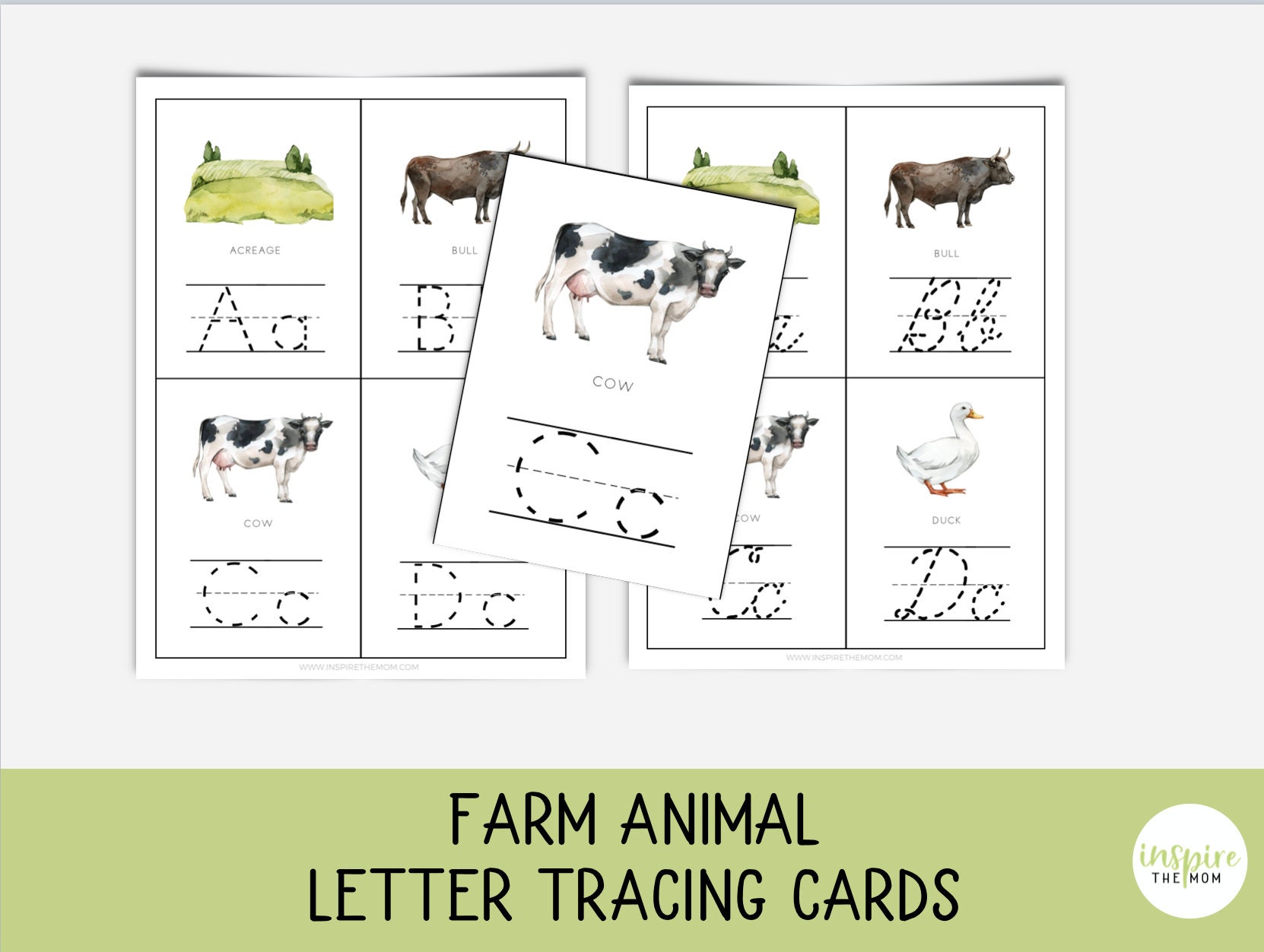 Farm Animal Alphabet Tracing Cards Handwriting Activity Farm - Etsy