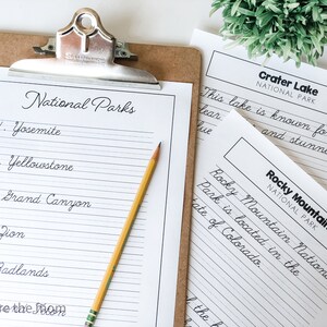 U.S. National Parks, Cursive Copywork, National Park Facts, Cursive ...