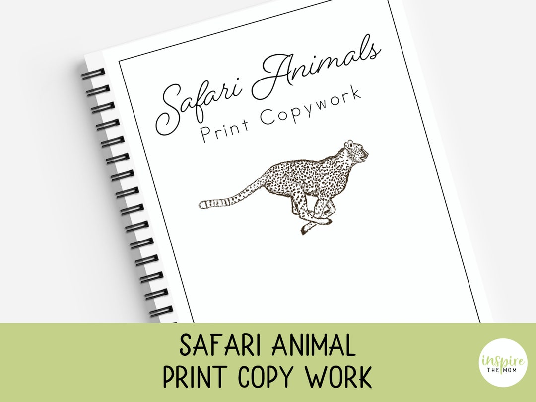 Safari Animals Print Copywork, Safari Animal Facts, Print Handwriting ...