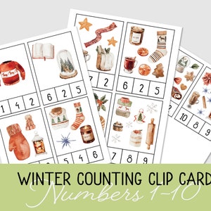 Preschool Winter Counting Clip Cards, Numbers 1-10, Winter Preschool ...