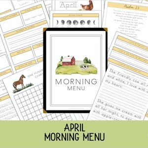 Spring Morning Menu Bundle, March, April, May, Homeschool Printable ...
