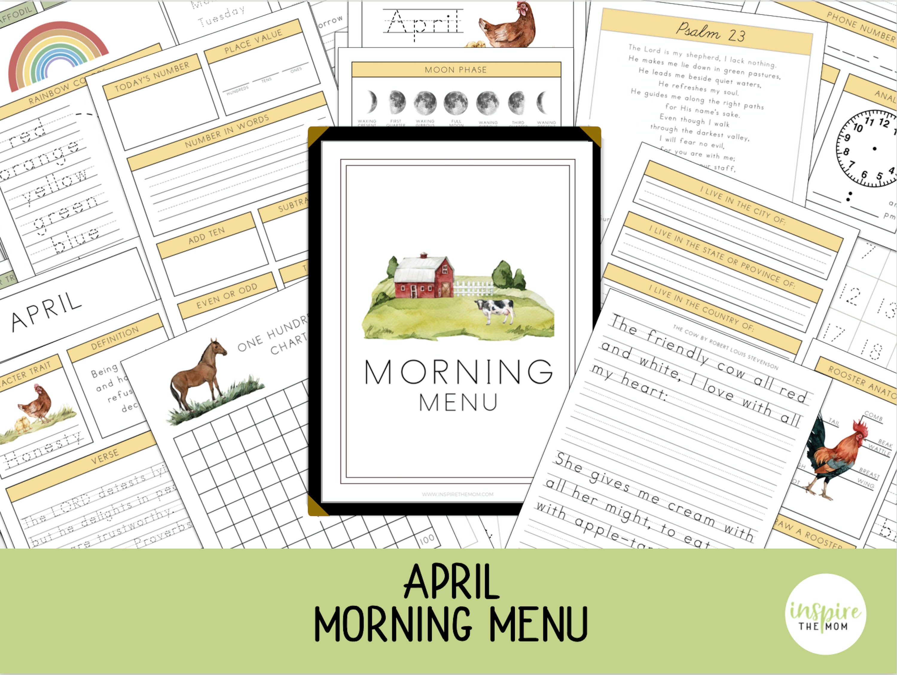 Spring Morning Menu Bundle, March, April, May, Homeschool Printable ...