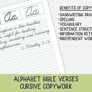 Cursive Alphabet Bible Verse Copywork, Cursive Copywork, Cursive ...