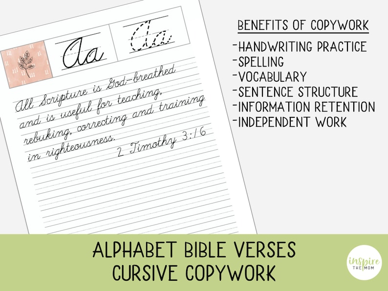Cursive Alphabet Bible Verse Copywork Cursive Copywork - Etsy