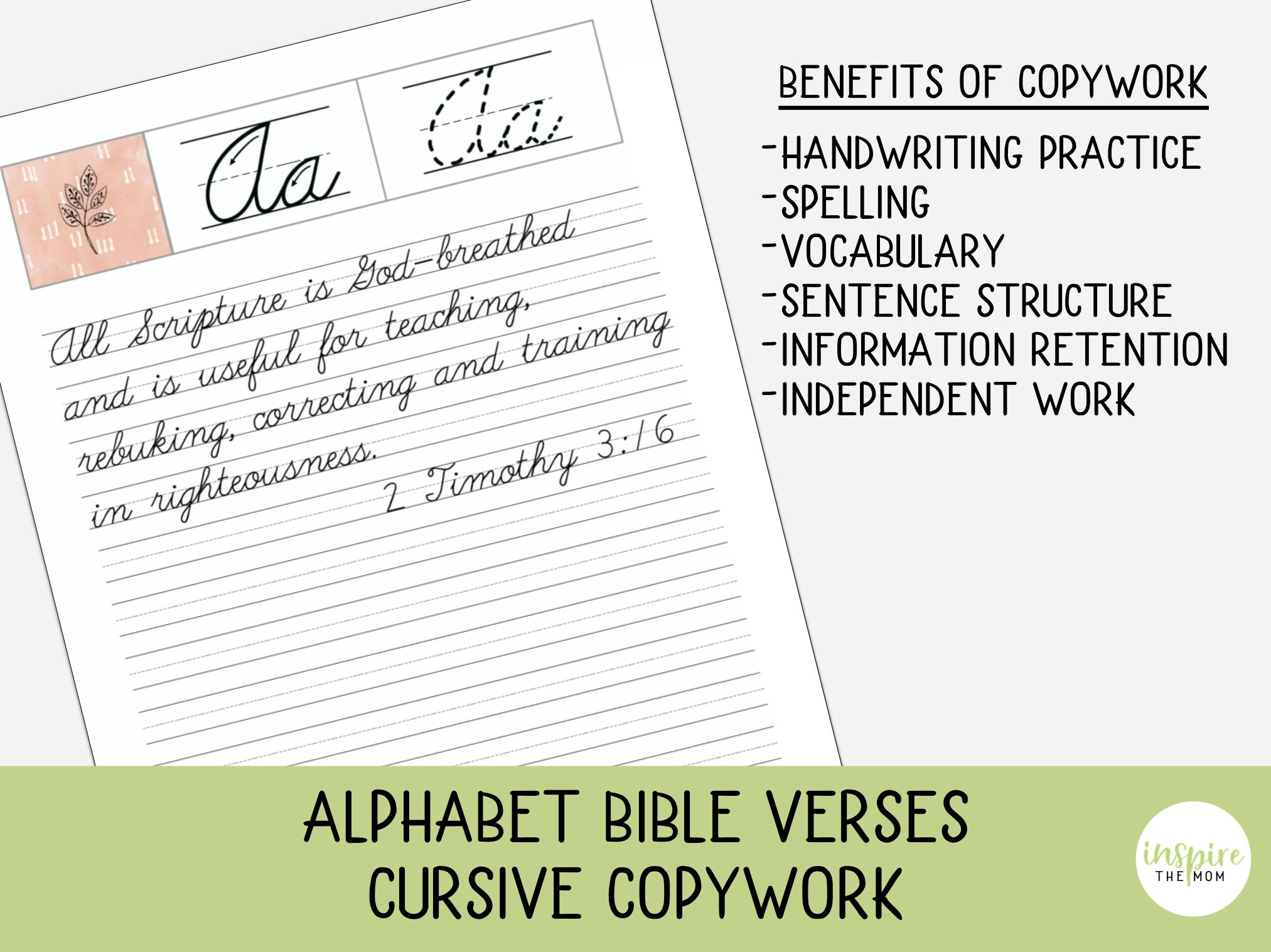 Cursive Alphabet Bible Verse Copywork Cursive Copywork - Etsy