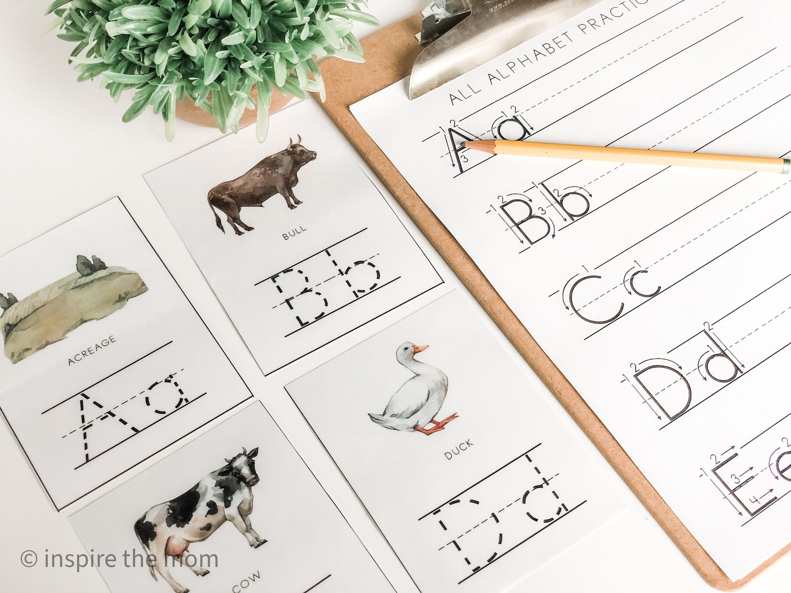 Farm Animal Alphabet Tracing Cards Handwriting Activity Farm - Etsy