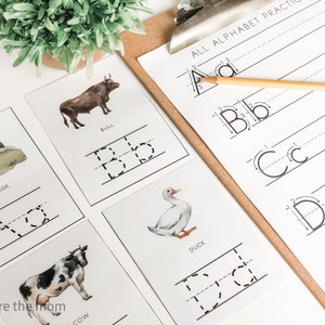 Farm Animal Alphabet Tracing Cards, Handwriting Activity, Farm ...