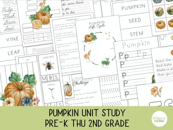 Pumpkin Unit Study Pumpkin Activities Prek 2nd Grade Fall - Etsy