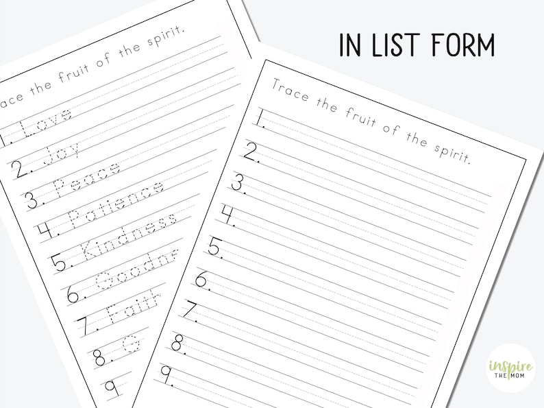 Fruit of the Spirit Print Copywork, Homeschool Printable, Print ...