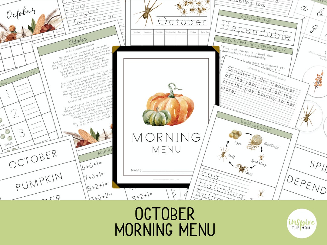 Morning Menu Pages for October | Morning Time Basket | Fall Morning ...