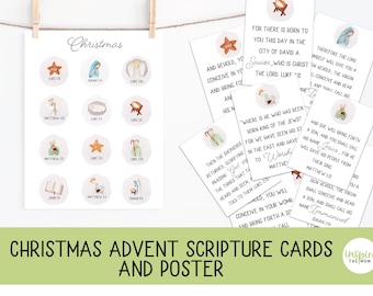 Christmas Advent Scripture Cards Nativity Advent 12 - Etsy