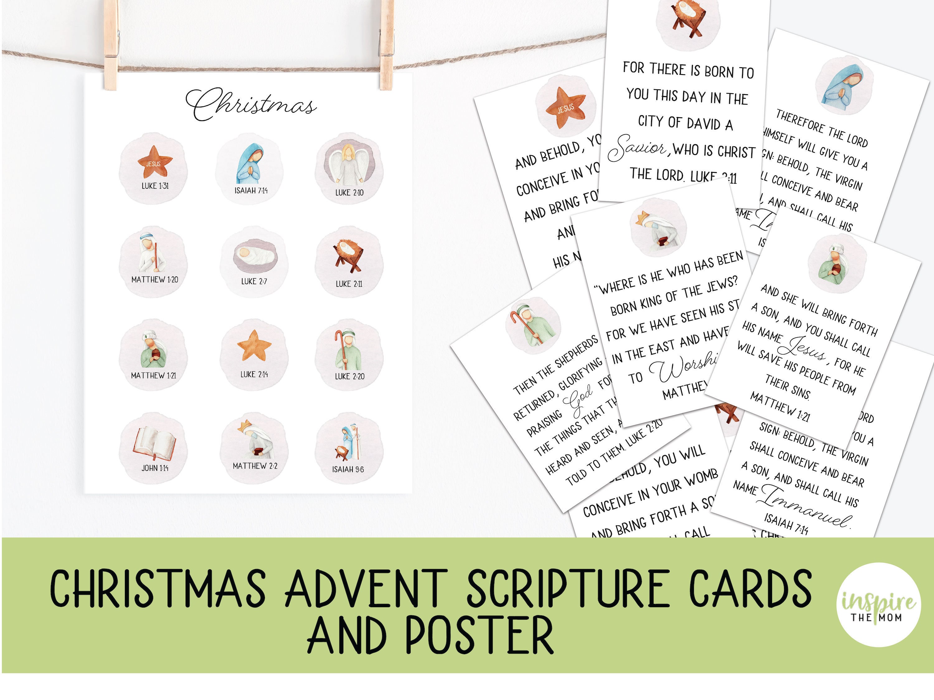 Christmas Advent Scripture Cards Nativity Advent 12 - Etsy