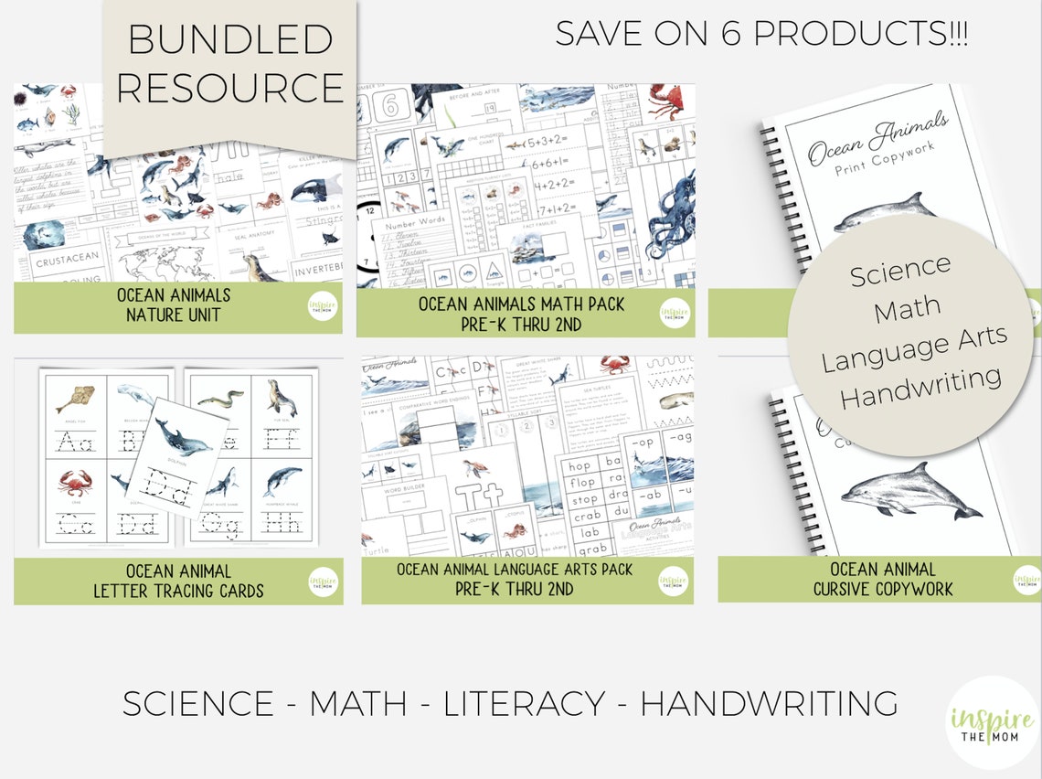 Ocean Animals Unit BUNDLE Nature Study Math Language Arts - Etsy