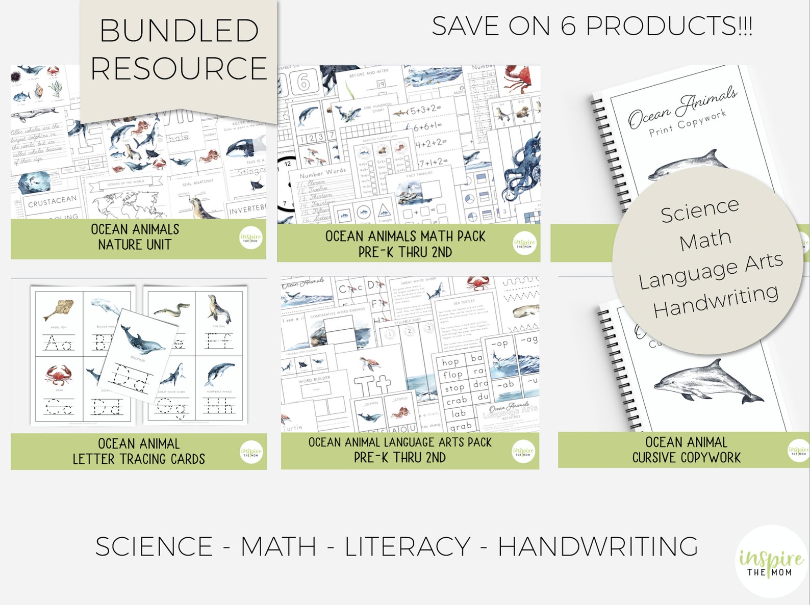 Ocean Animals Unit BUNDLE, Nature Study, Math, Language Arts ...