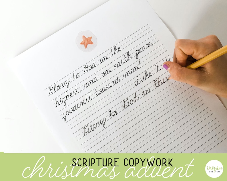 Christmas Advent Scripture Copywork, Print and Cursive Christmas ...