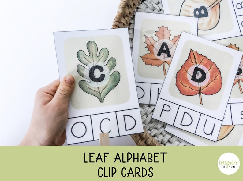 Leaf Alphabet Clip Cards | Uppercase and Lowercase Letter Recognition ...