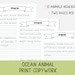 Ocean Animals Print Copywork, Ocean Animal Facts, Print Handwriting ...