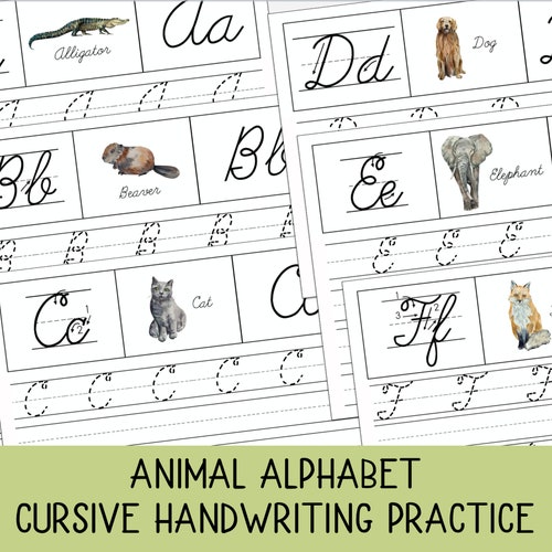 Animal Alphabet Print Handwriting Practice Pages A-Z - Etsy