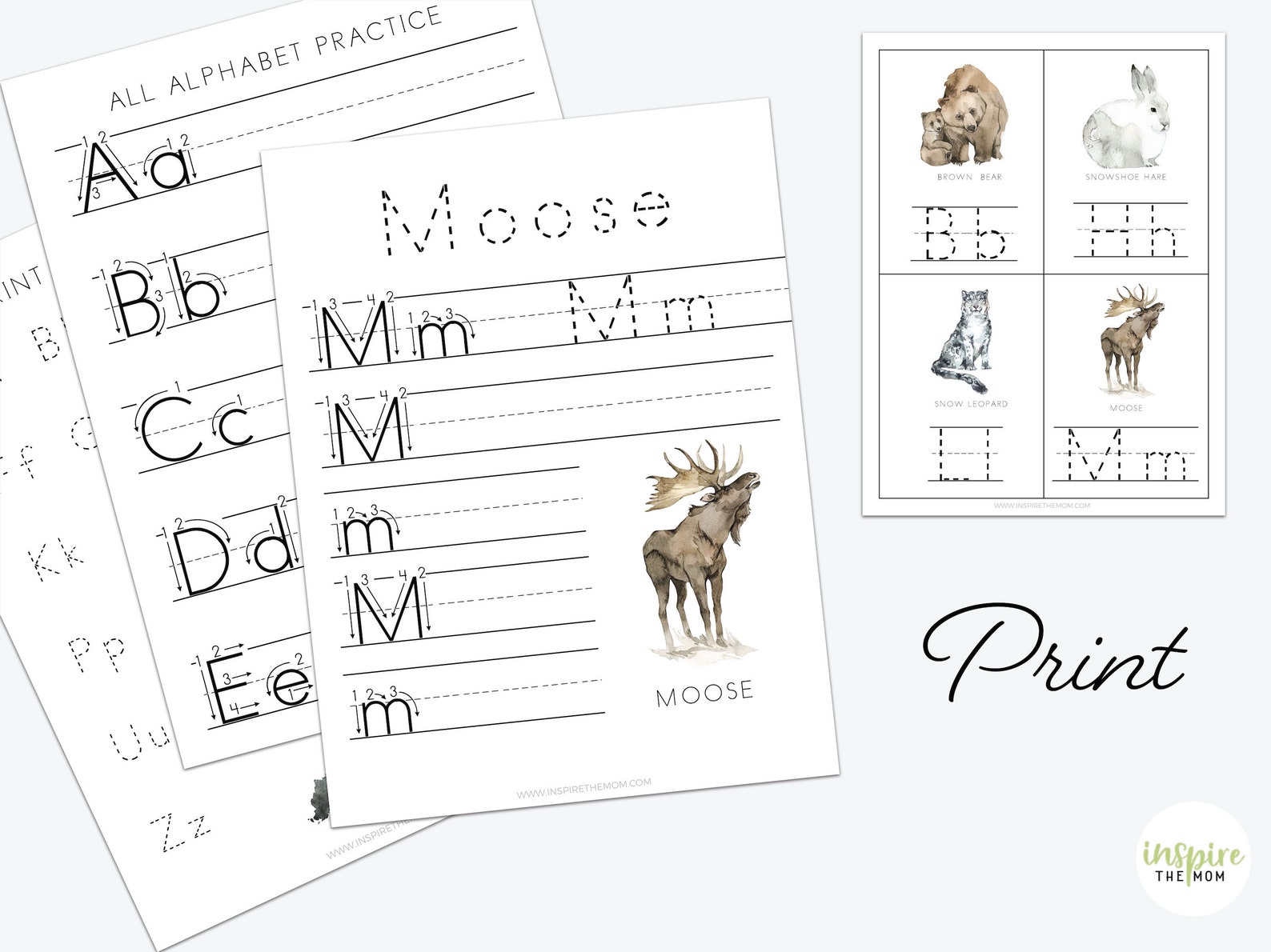 Winter Animals Handwriting Pack, Homeschool Printable, Print and ...
