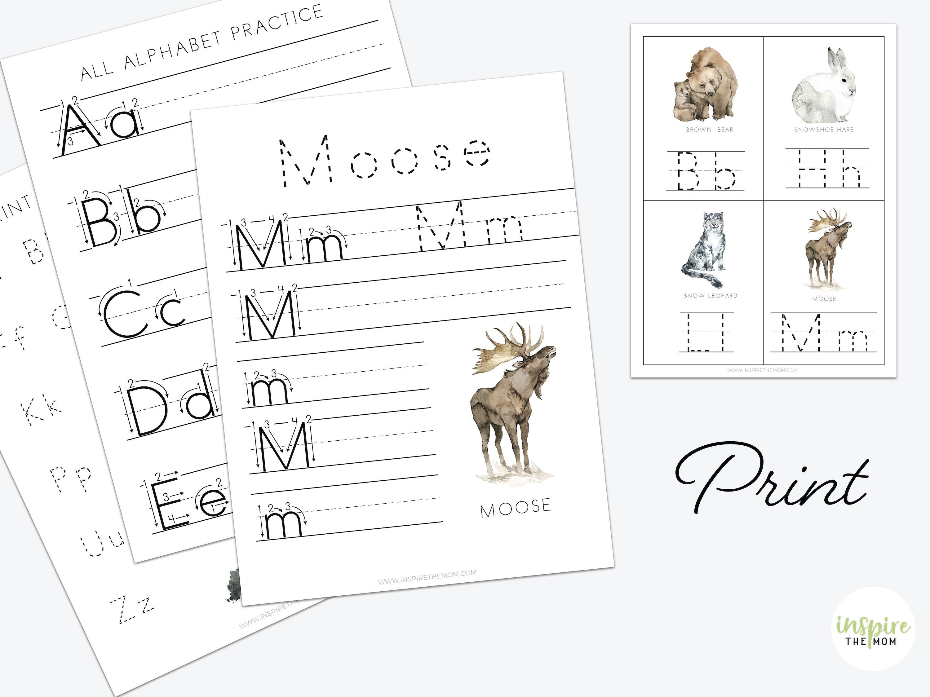 Winter Animals Handwriting Pack, Homeschool Printable, Print and ...