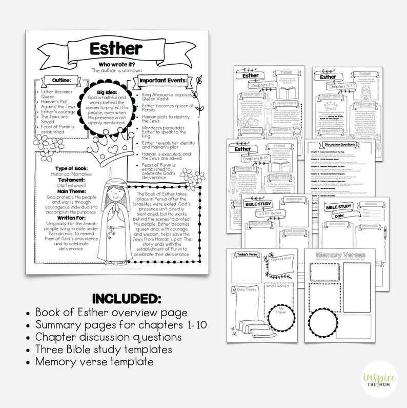 Book of Esther Illustrated Bible Study Guide for Kids | Chapter ...