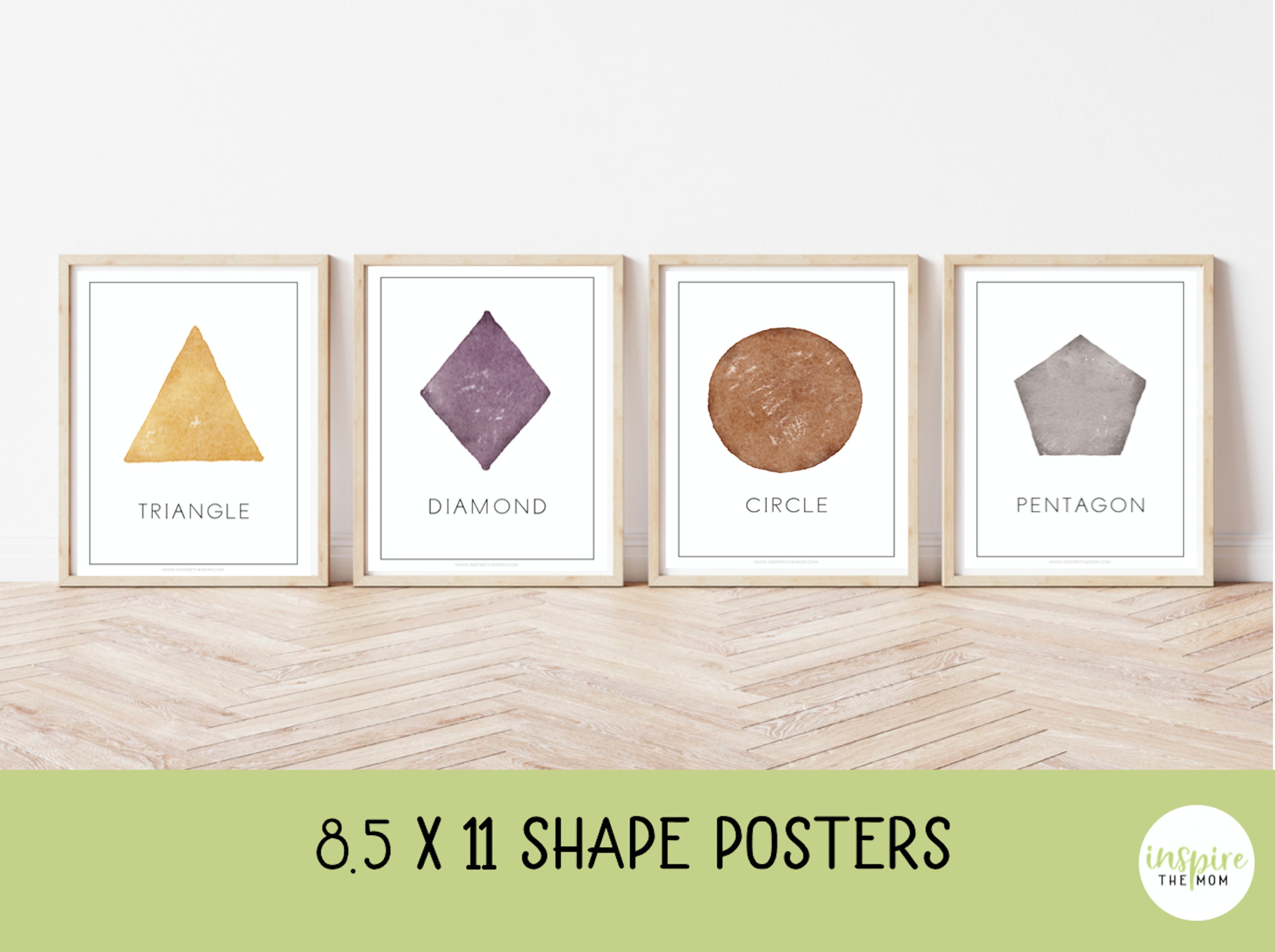 Shape Posters, Educational Art Prints, Watercolor Shapes, Shapes Wall ...