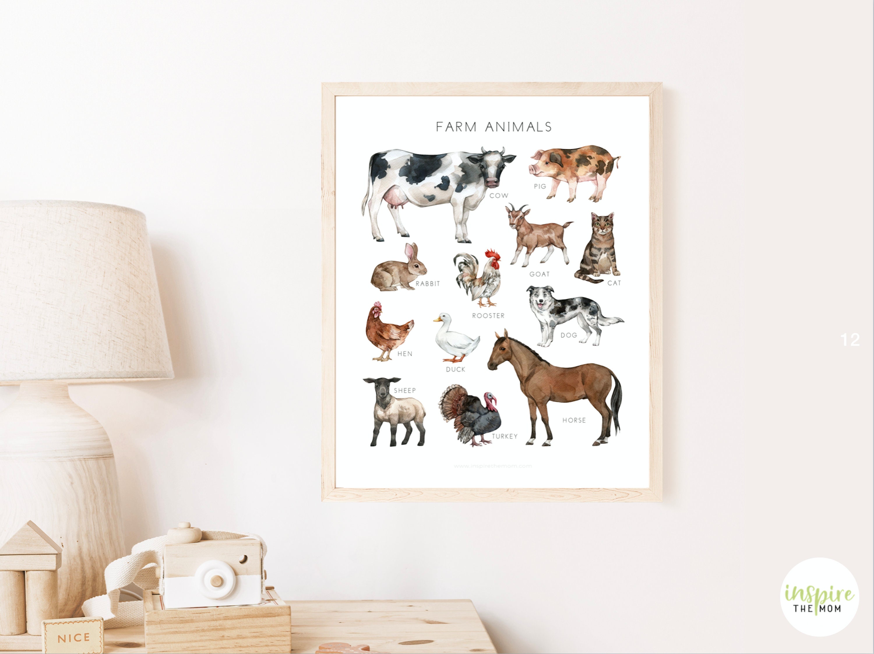 Farm Animals Nature Poster, Educational Poster, School Art, Charlotte ...