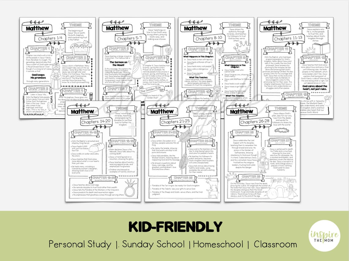 Book of Matthew Illustrated Bible Study Guide for Kids | Chapter ...