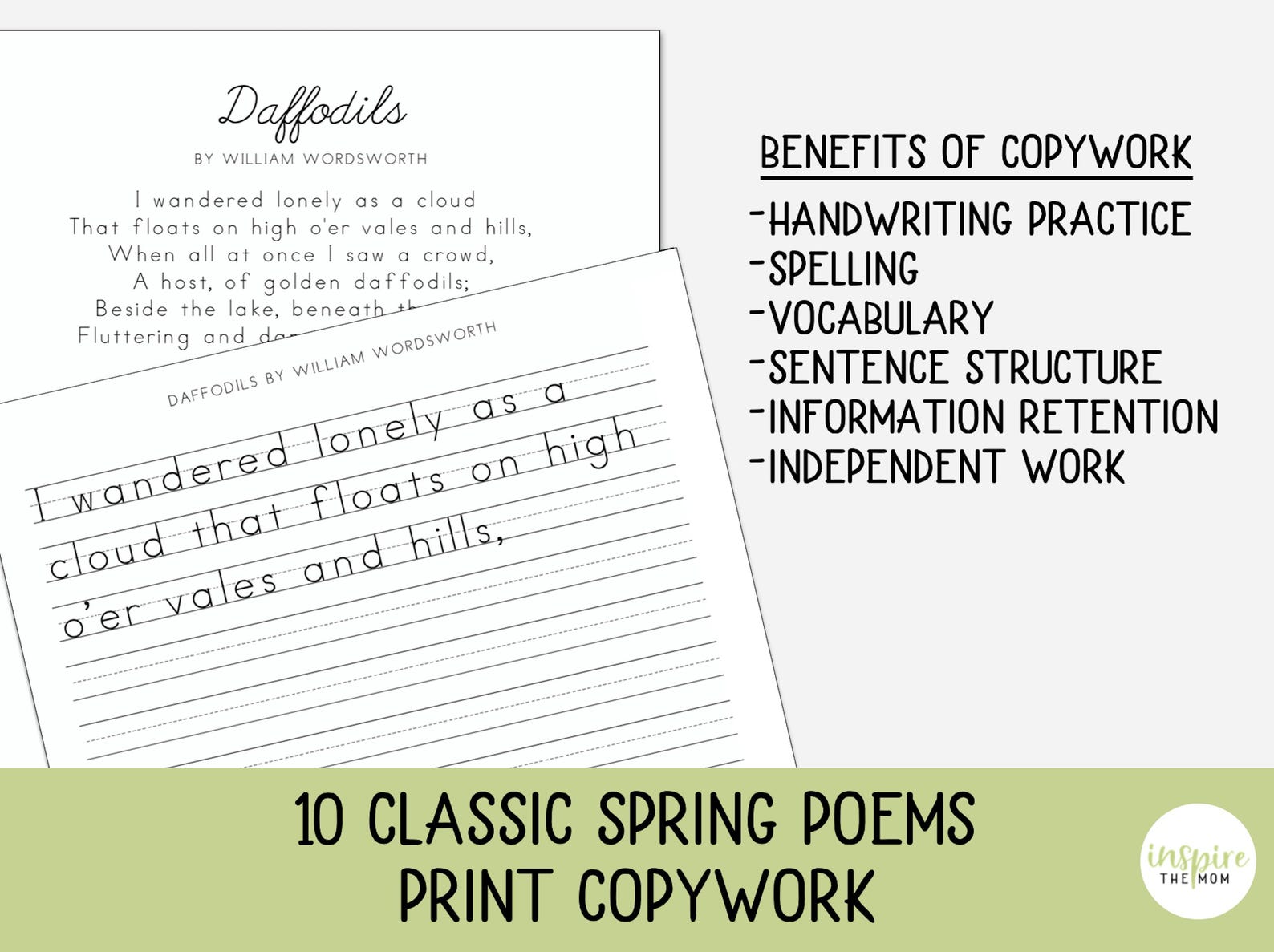 Spring Poems Print Copywork, PRINT Handwriting Practice, Spring Poetry ...