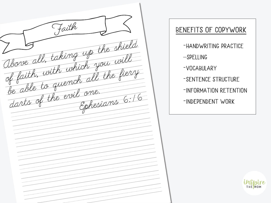 Fruit of the Spirit Cursive Copywork Homeschool Printable - Etsy