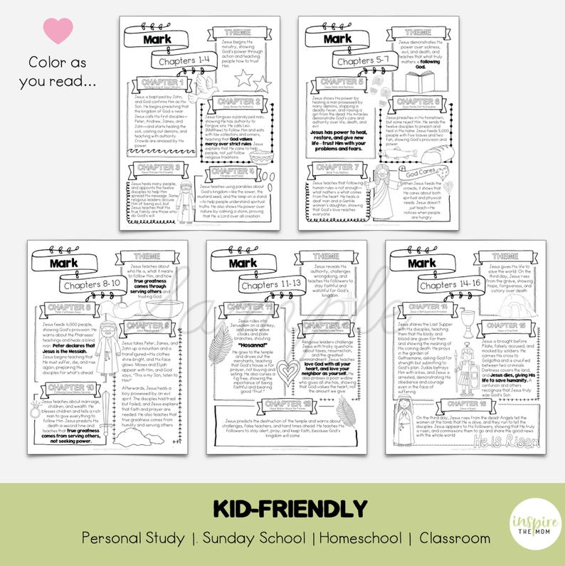 Book of Mark Illustrated Bible Study Guide for Kids | Chapter Summary 1 ...