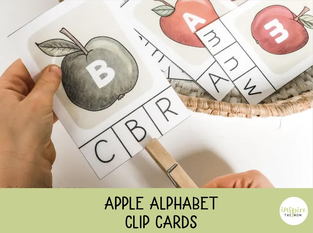 Apple Alphabet Clip Cards | Uppercase and Lowercase Letter Recognition ...