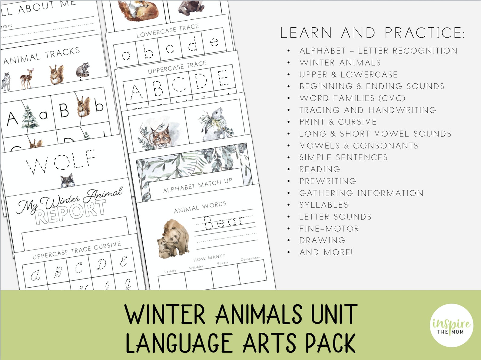 Winter Animals Unit Bundle, Nature Study, Math, Language Arts and ...
