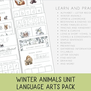 Winter Animals Unit Bundle, Nature Study, Math, Language Arts and ...