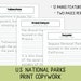 U.S. National Parks, Print Copywork, National Park Facts, Print ...