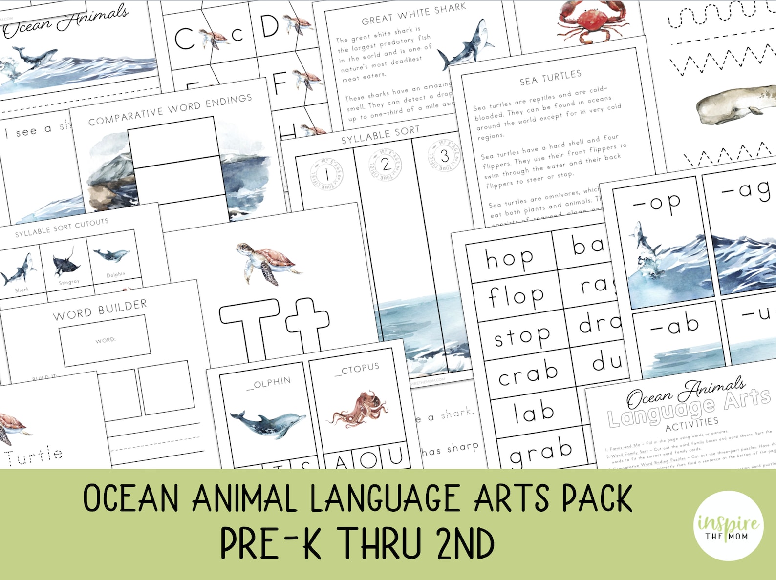 Ocean Animals Literacy Pack, Ocean Activities, Montessori Learning ...