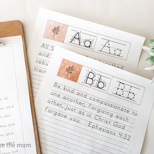 Print Alphabet Bible Verse Copywork, Print Copywork, Print Handwriting ...