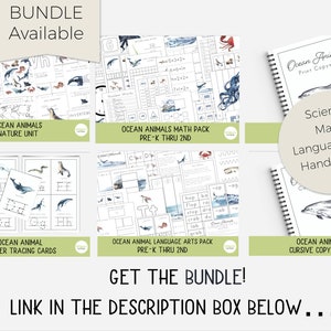 Ocean Animals Literacy Pack, Ocean Activities, Montessori Learning ...