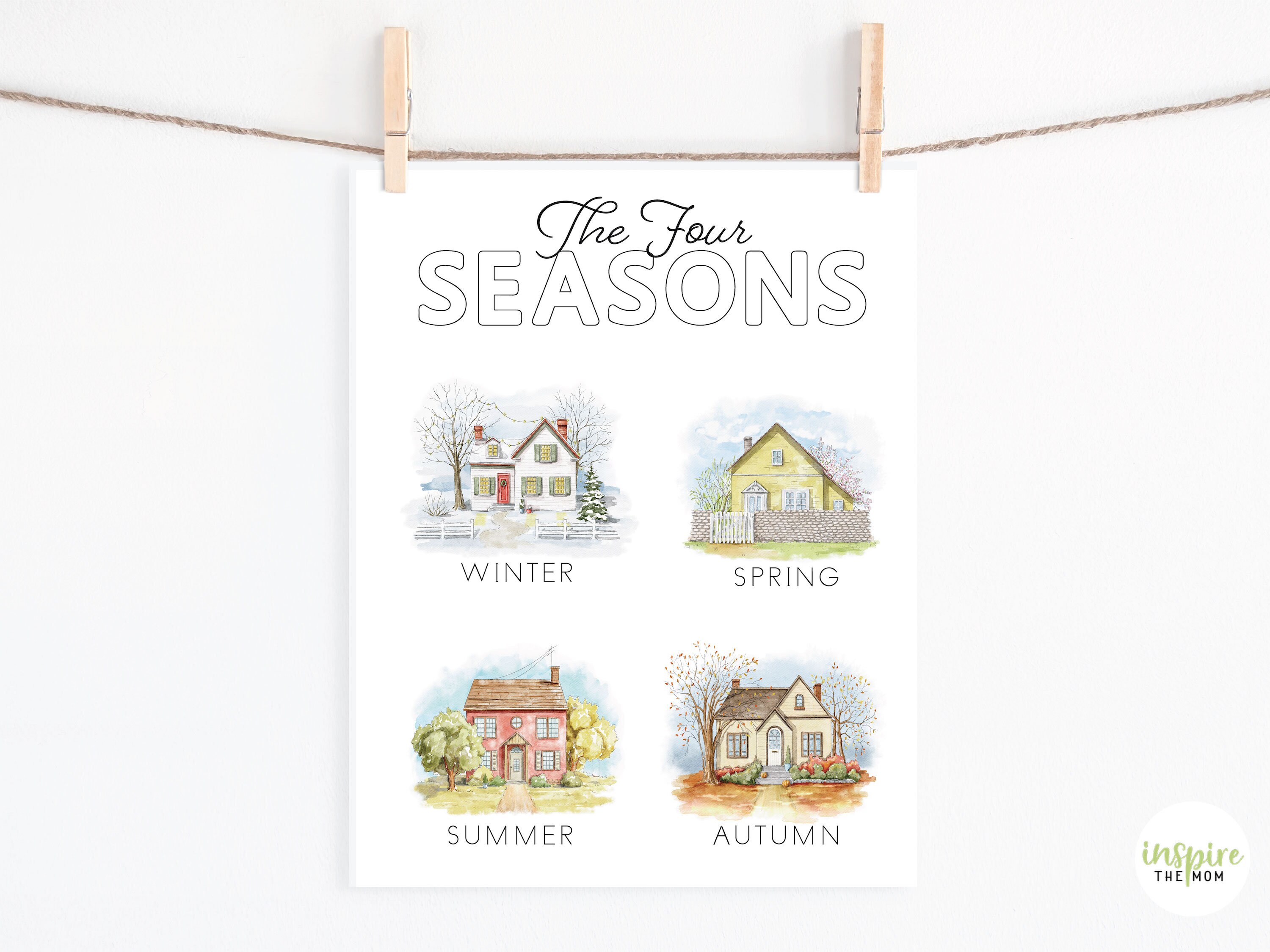 Seasons Wall Art Educational Art Print Homeschool Printable - Etsy