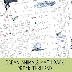 Ocean Animals Math Pack, Prek-2nd, Ocean Unit, Math Activities ...