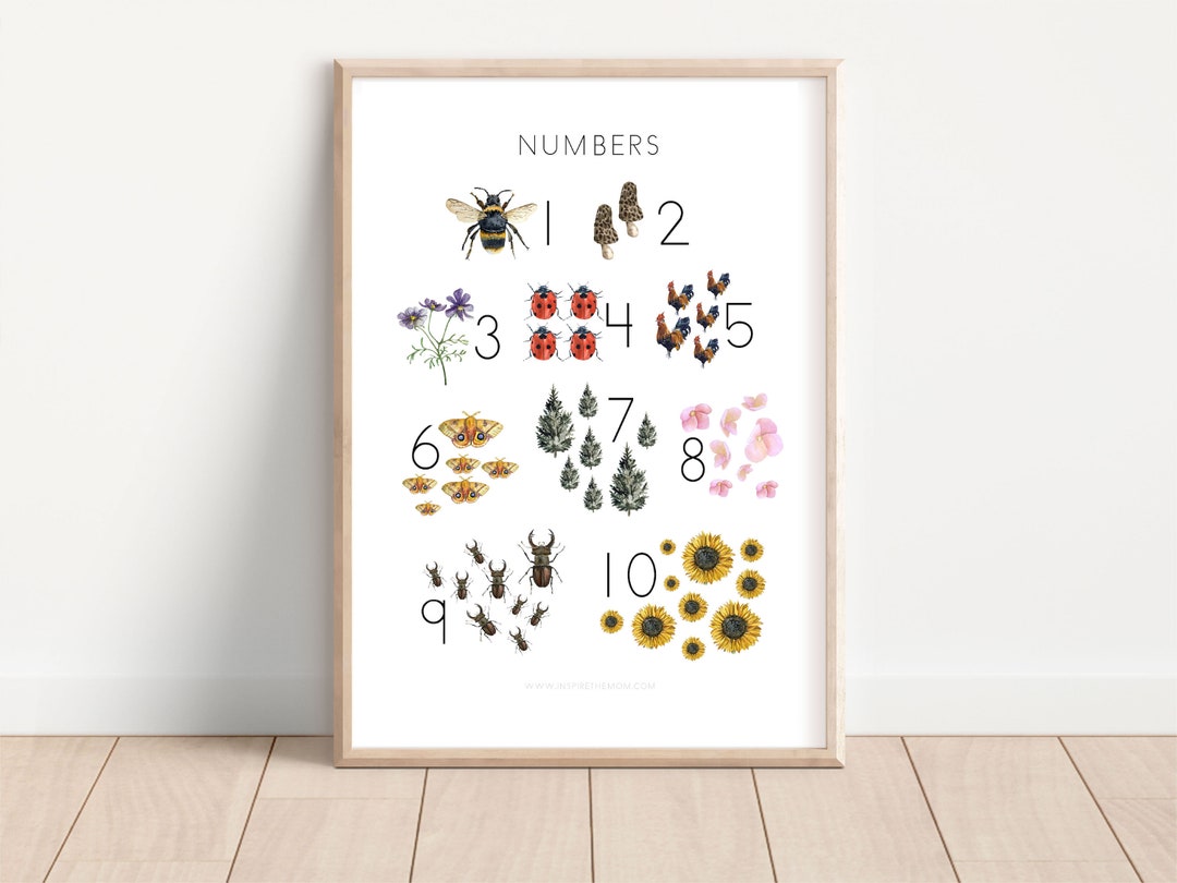 Nature Counting and Numbers Poster, Educational Print, Nursery Wall Art ...